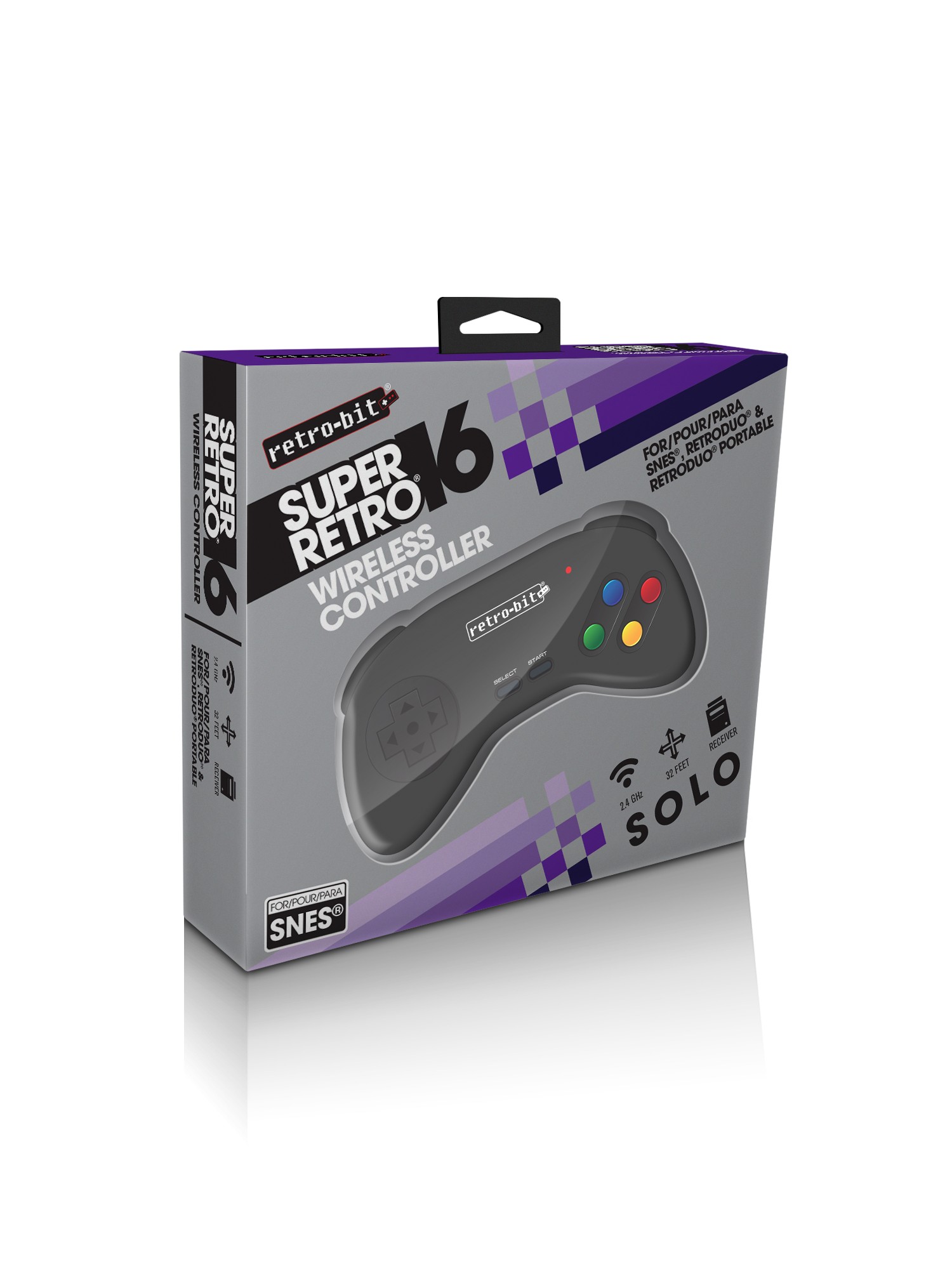Control Inalambrico Super Nintendo SNES Negro Retro-Bit